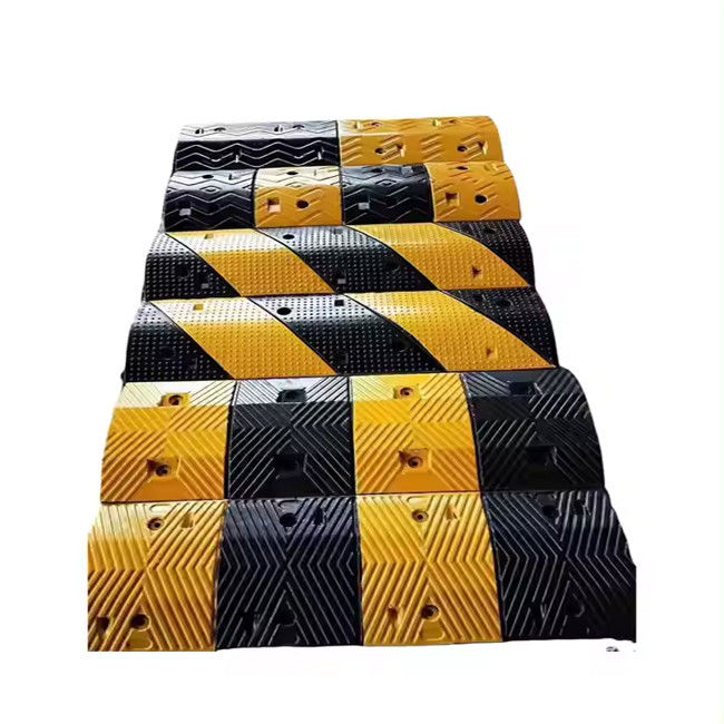 Yellow And Black Speed Bumps / Rubber Road Hump Customized