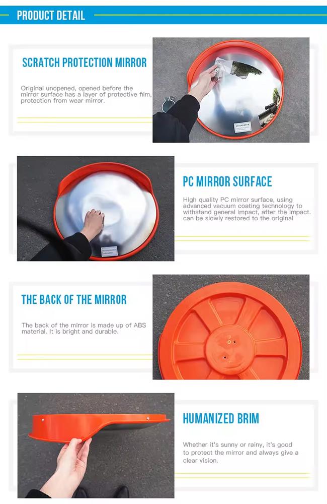 High Visibility Outdoor Convex Mirror Plastic Wide Angle Curved Traffic ...